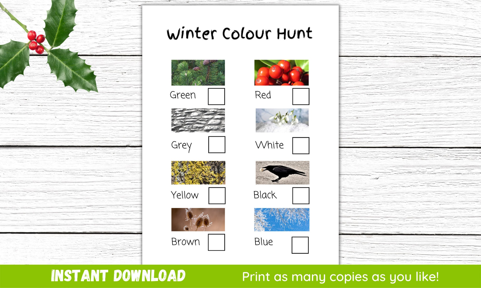 Winter Colour Nature Hunt | Printable Outdoor Scavenger Hunt With Real ...