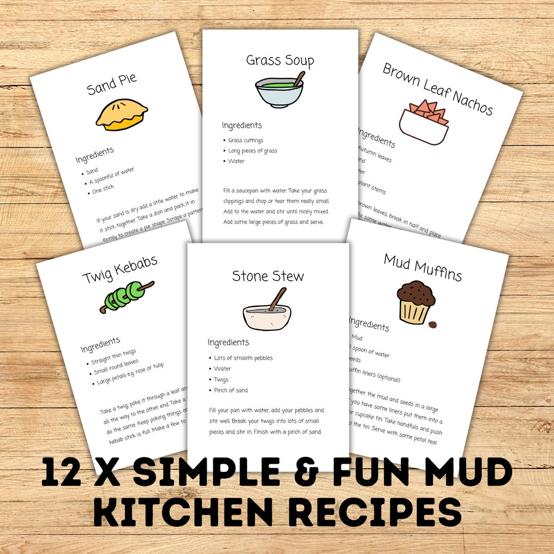 Mud Kitchen Recipes | 12 X Fun Recipe Posters and Flashcards for ...