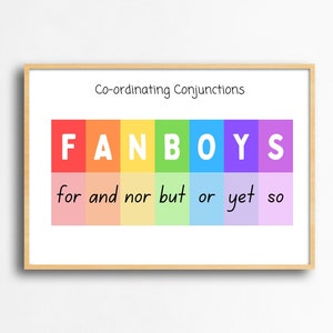 Fanboys Coordinating Conjunctions Poster Colourful Literacy Printable ...