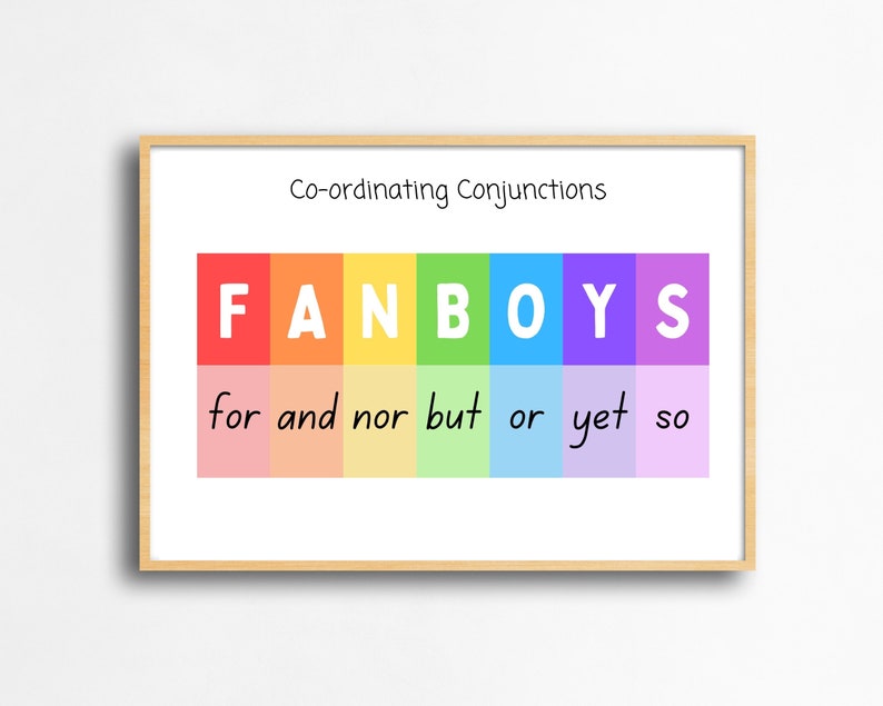 Coordinating Conjunctions Poster | Colourful Literacy Printable ...