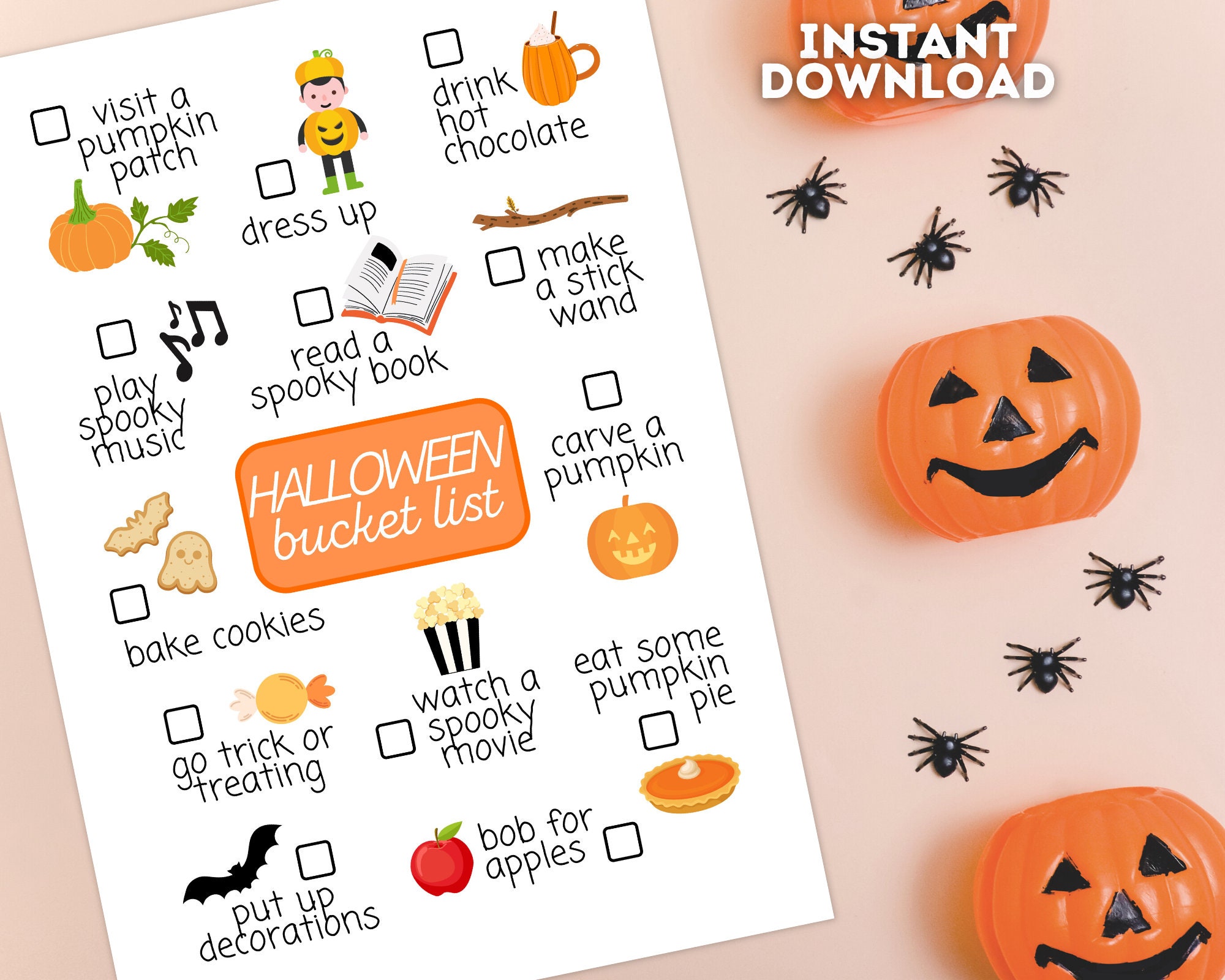 Halloween Bucket List Printable Downloadable Halloween - Etsy