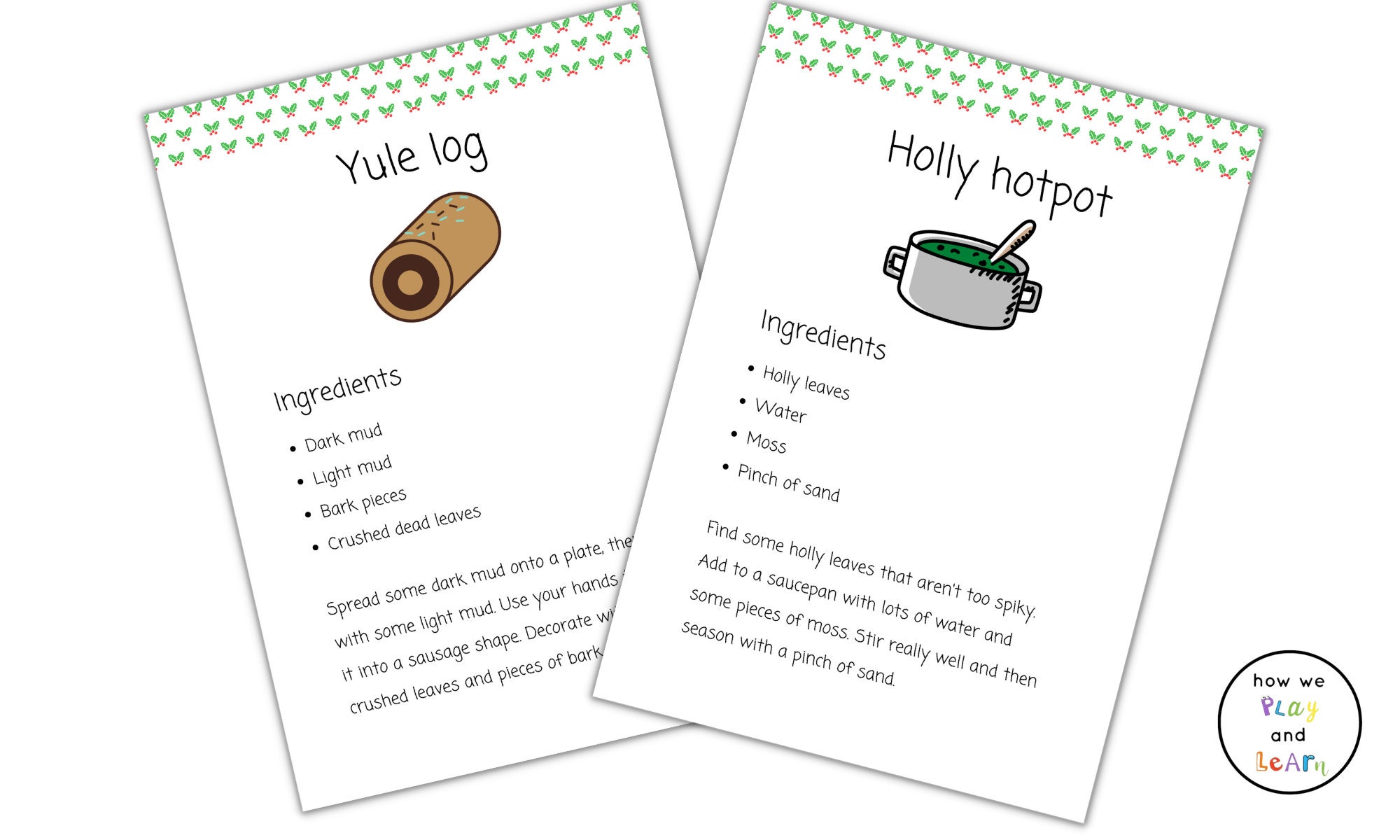 Christmas Mud Kitchen Recipes | 12 X Downloadable Recipes in A4 and ...