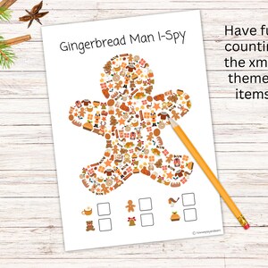 Gingerbread Man I-spy Printable | Xmas Eve Box Printable Worksheet for ...