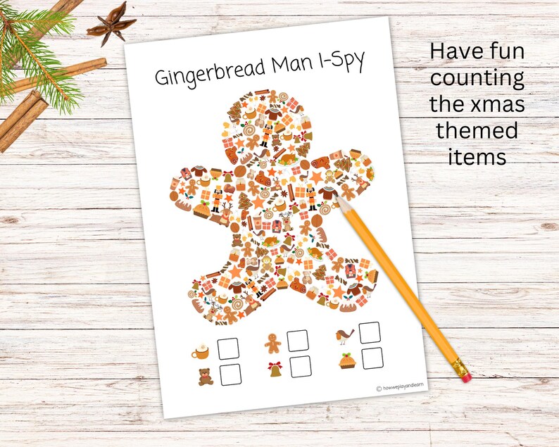 Gingerbread Man I-spy Printable | Xmas Eve Box Printable Worksheet for ...