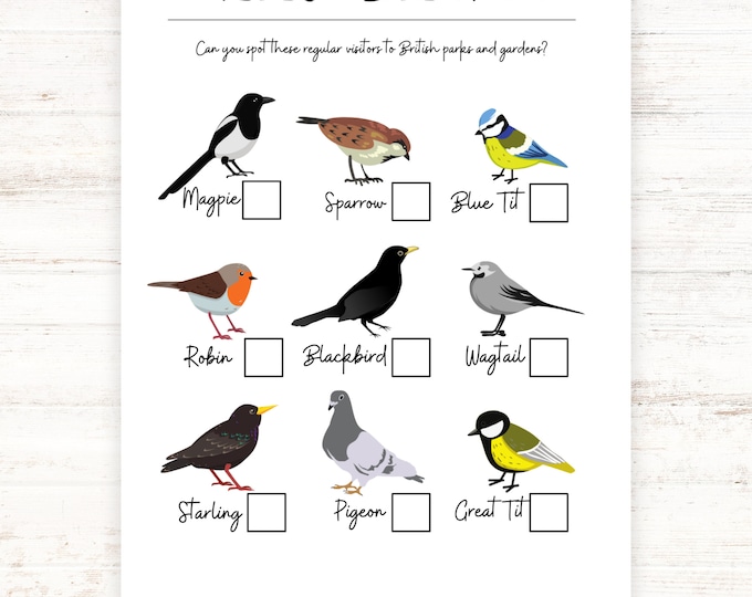 Bird Hunt Printable for Kids | I-spy of Common British Garden Birds - Etsy