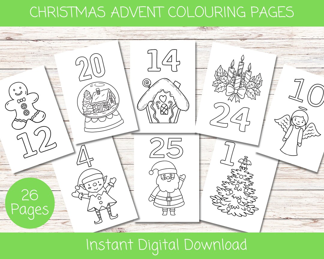 Christmas Countdown Colouring Pages Xmas Advent Countdown to Christmas ...