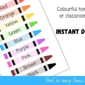 Colour Crayon Poster | Learning Colours Poster | Printable Nursery Wall ...