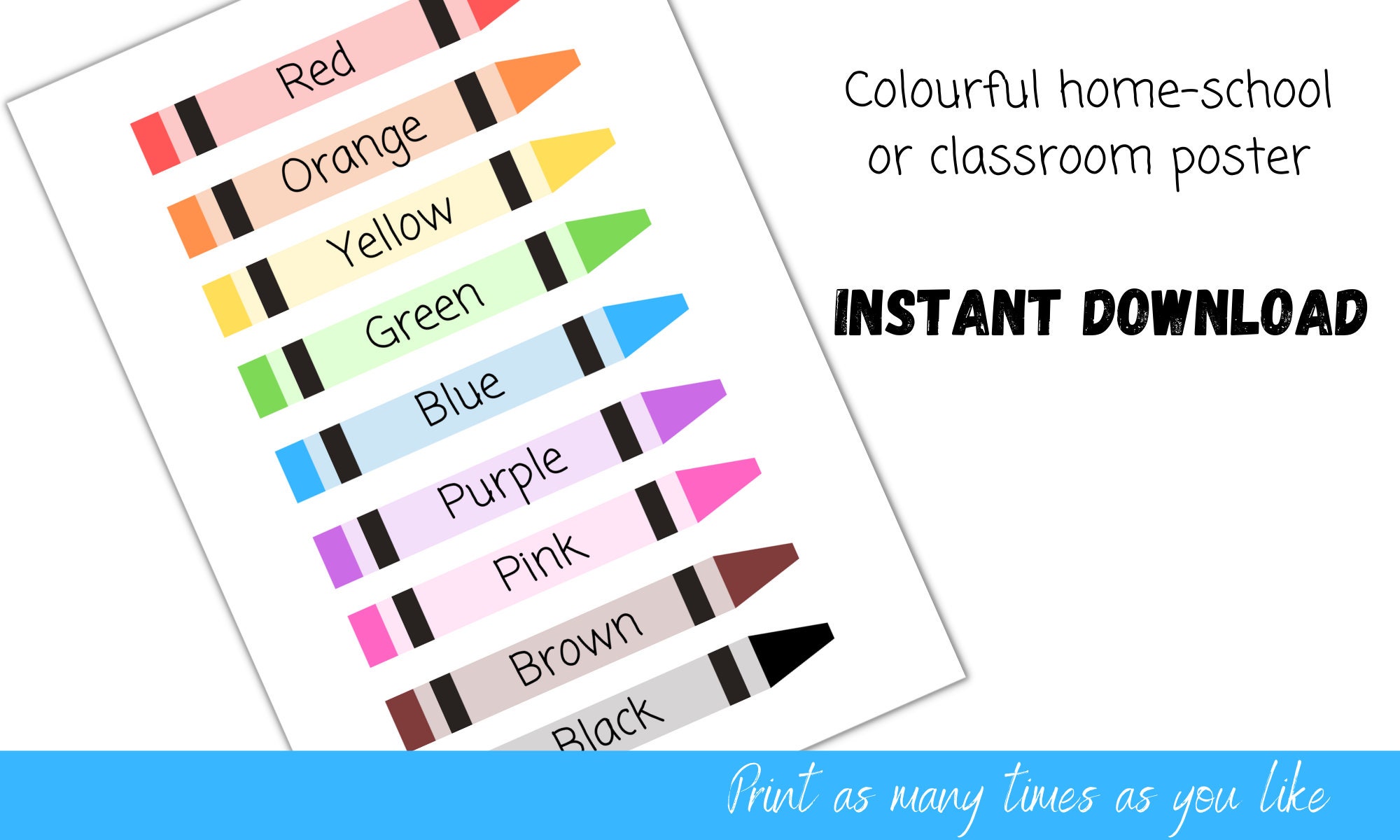 Colour Crayon Poster | Learning Colours Poster | Printable Nursery Wall ...