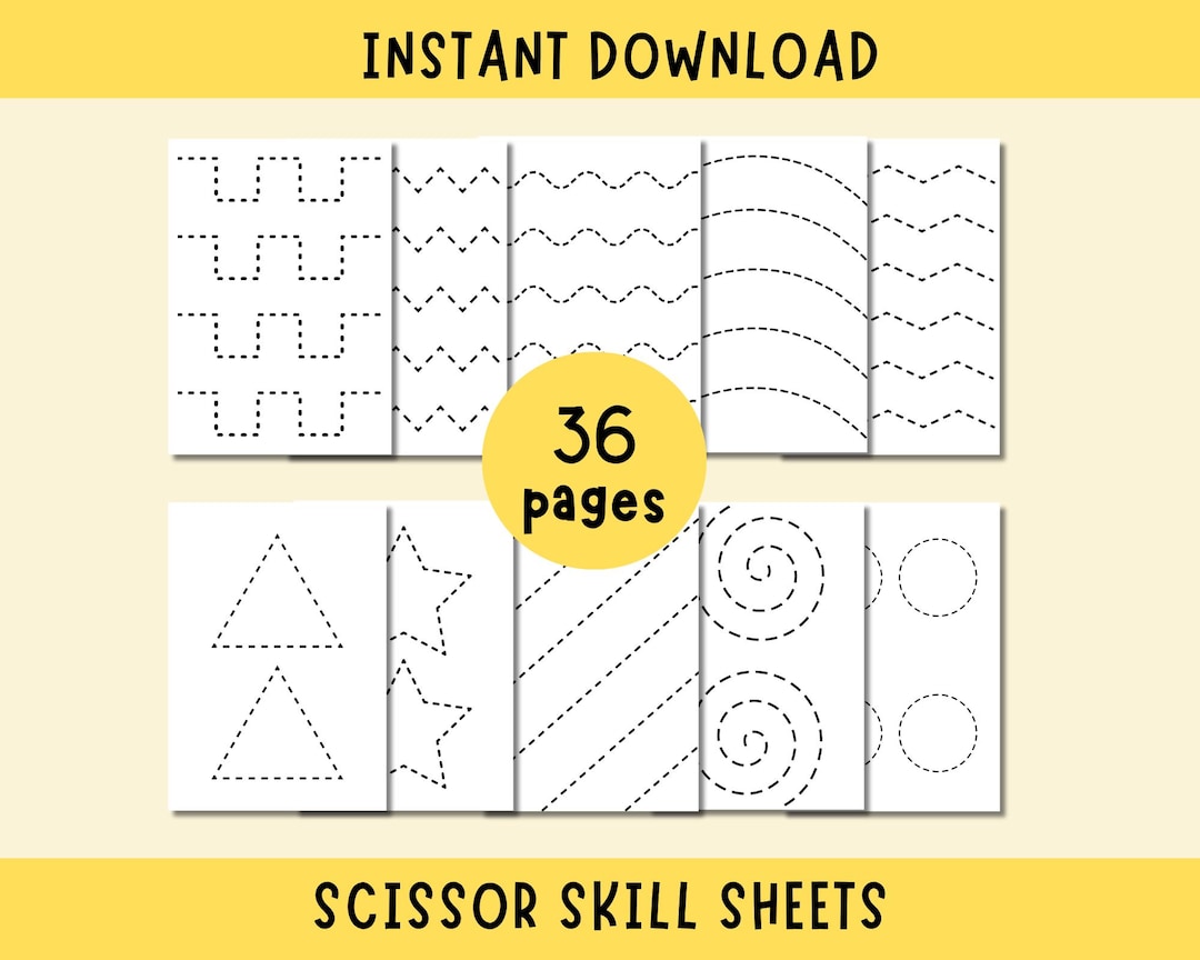 Scissor Skill Worksheets | 36 X Printable Cutting Practice Pages ...
