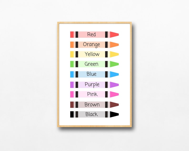 Colour Crayon Poster | Learning Colours Poster | Printable Nursery Wall ...