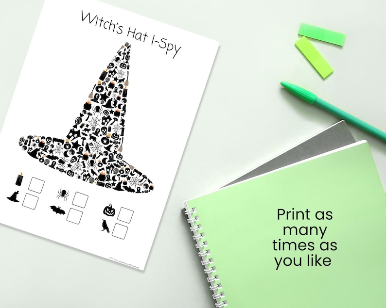 Witch Hat I-spy Game: Printable Halloween Activity (instant Download ...