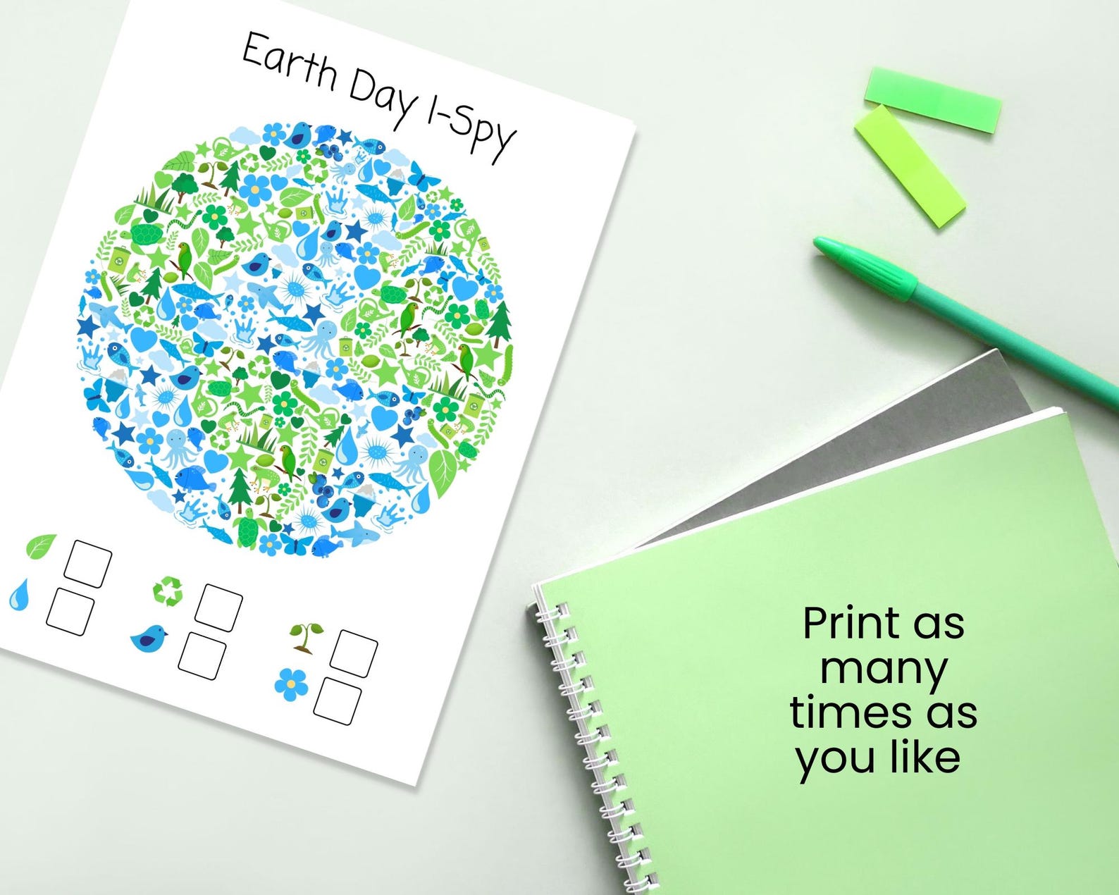 Earth Day I-spy Worksheet | Planet Earth Recycling Topic Printable for ...