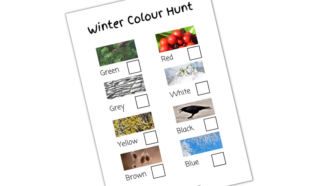 Winter Colour Nature Hunt | Printable Outdoor Scavenger Hunt With Real ...