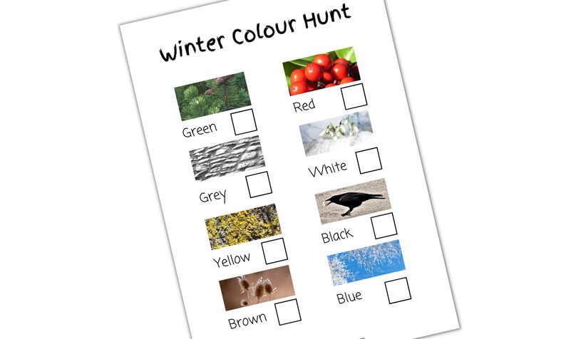 Winter Colour Nature Hunt | Printable Outdoor Scavenger Hunt With Real ...