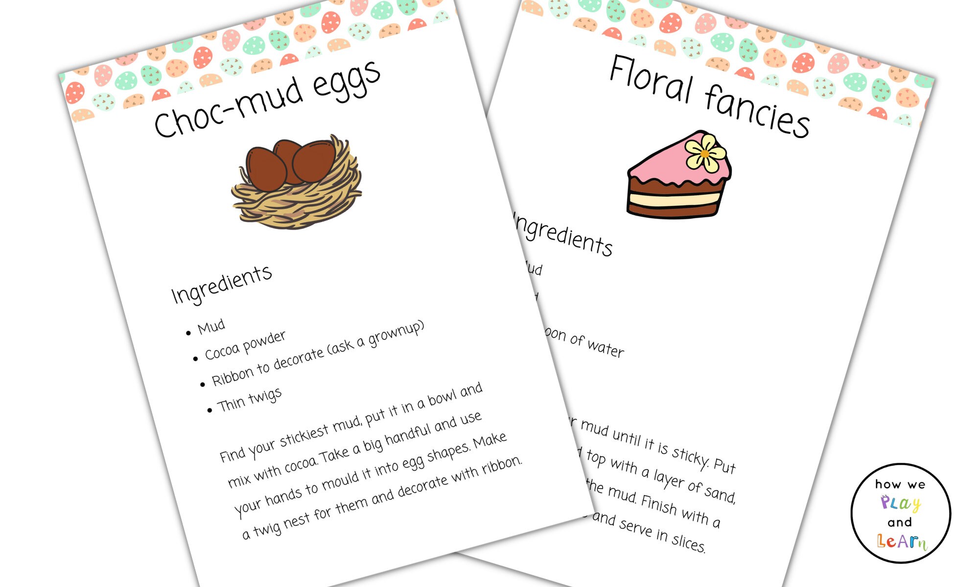 Easter Mud Kitchen Recipes 12 Poster and Flashcard Sized Recipes With a ...