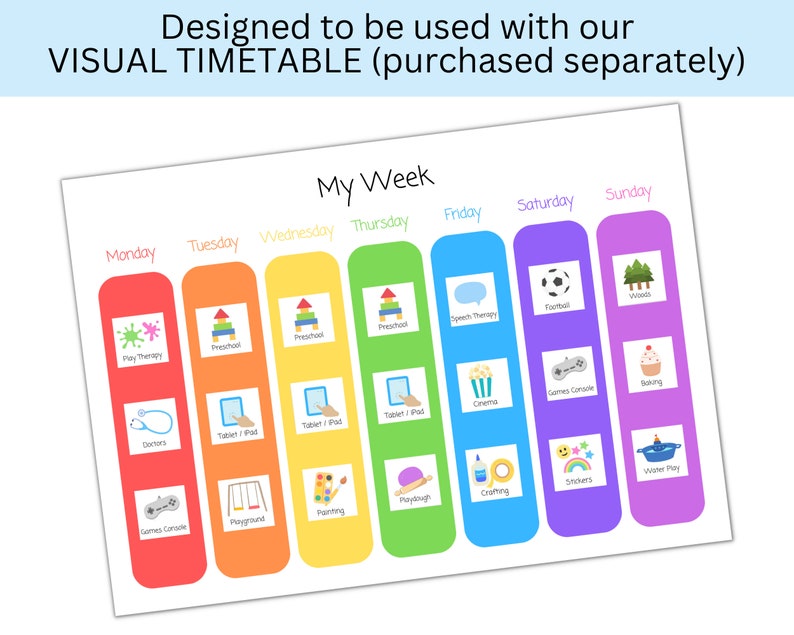 School Subject Icons for Kids Weekly Planner | Visual Timetable Routine ...