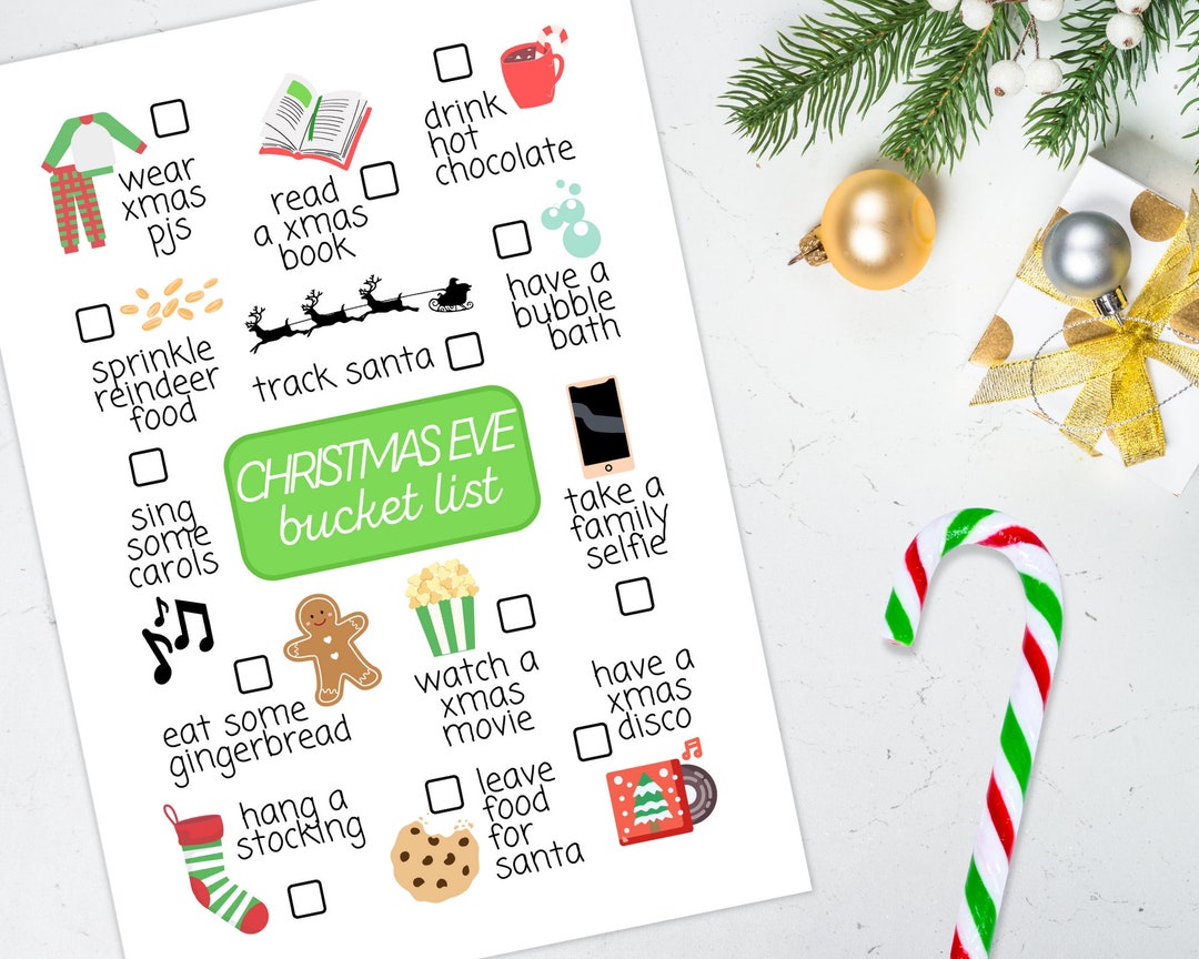 Christmas Eve Bucket List | Xmas Eve Box Printable | Instant Digital ...