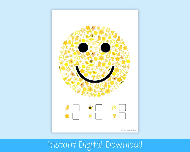 Happy I-spy Activity | Smiley Smiling Face Emoji Worksheet | Emotions ...