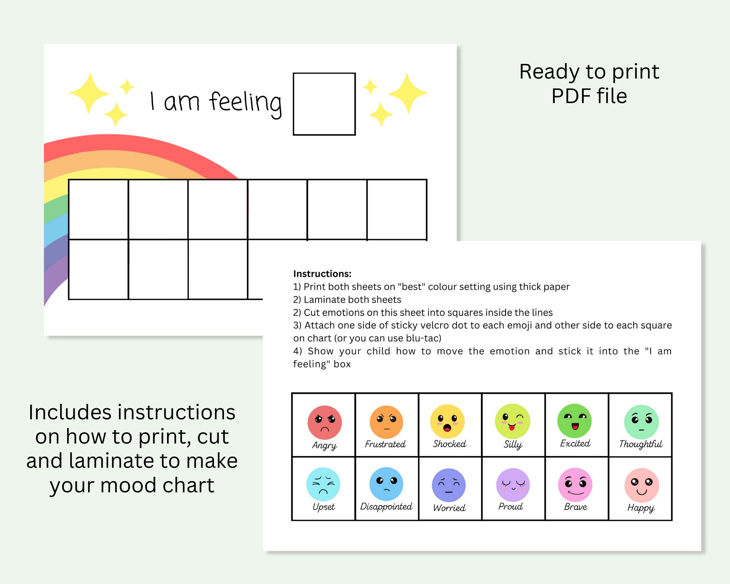 Feelings Tracker | Colourful Printable Poster With Emoji Emotions for ...