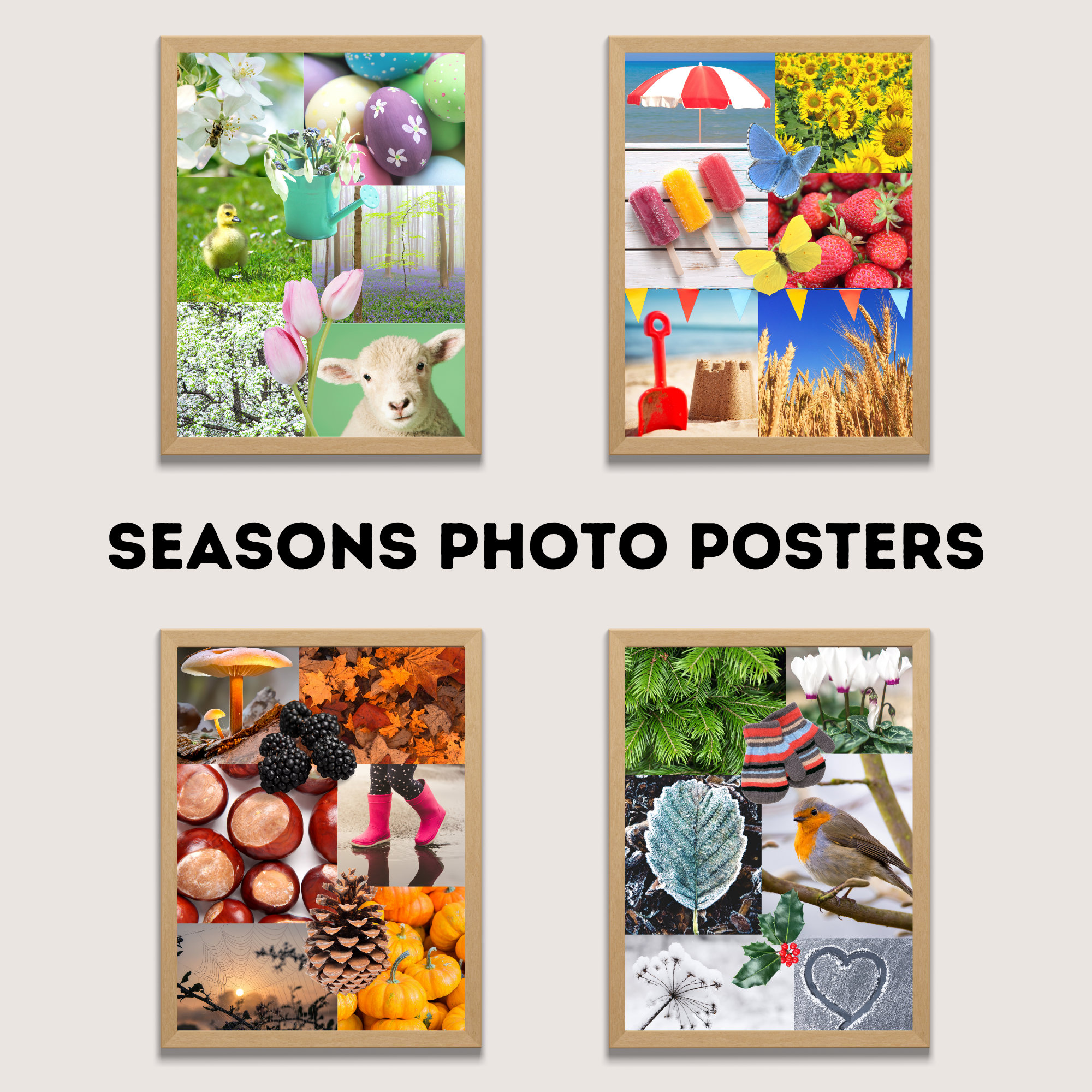 Seasons Photo Collage Posters | Printable Posters of Spring, Summer ...