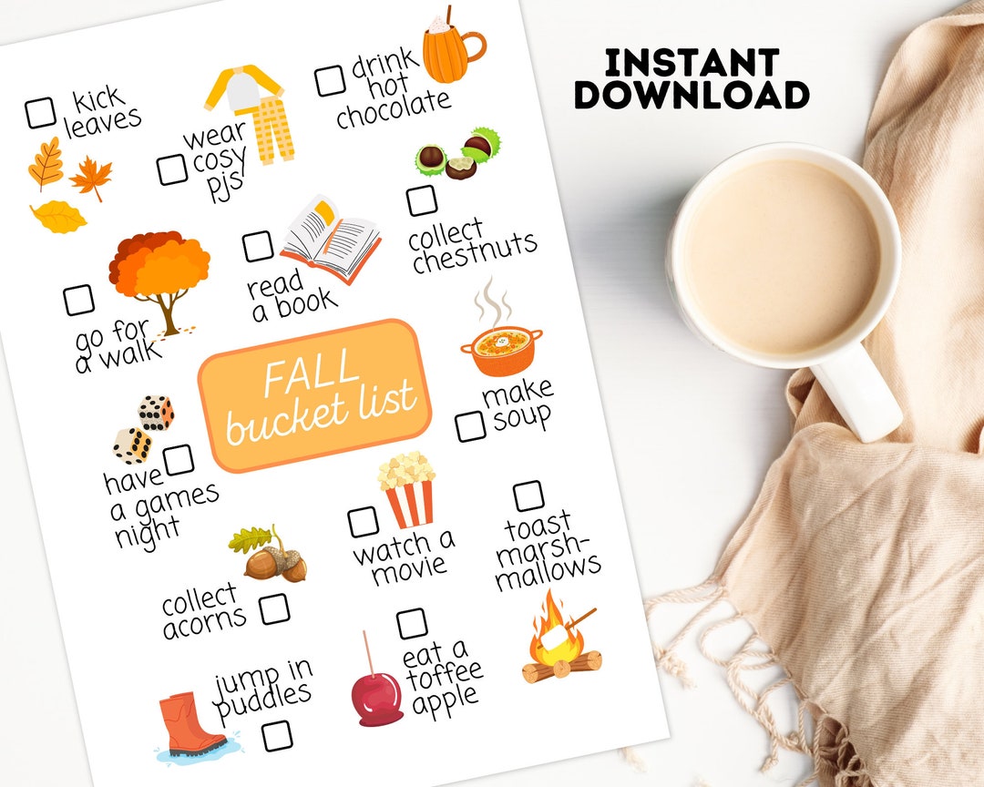 Kids Fall Bucket List | Printable Fall Family Bucket List | Instant ...