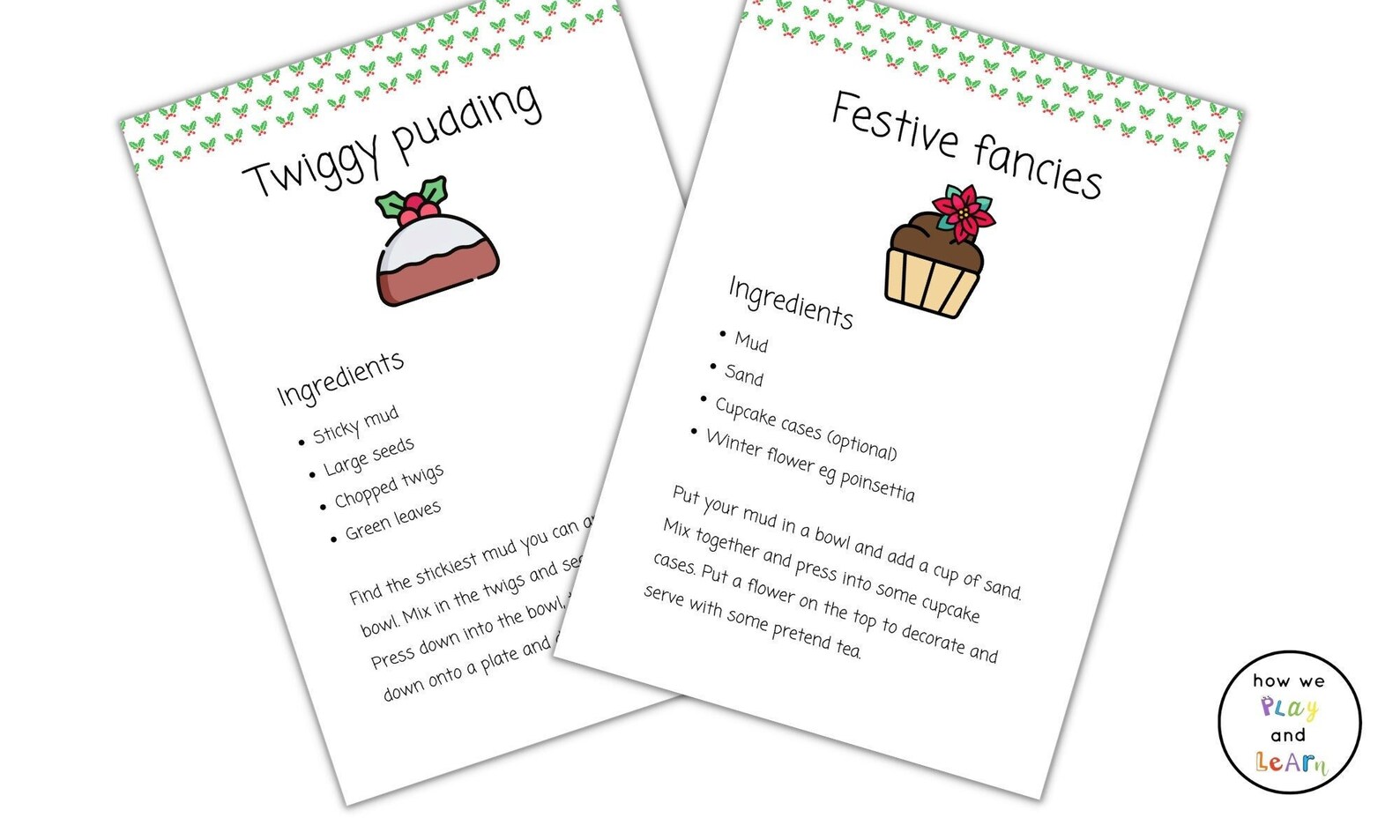 Christmas Mud Kitchen Recipes | 12 X Downloadable Recipes in A4 and ...