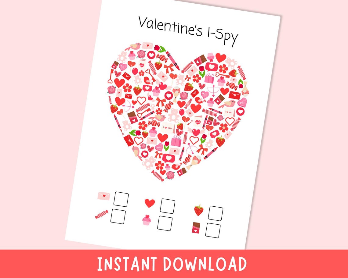 Valentine's Day I-spy Worksheet | Printable Valentines Activity for ...