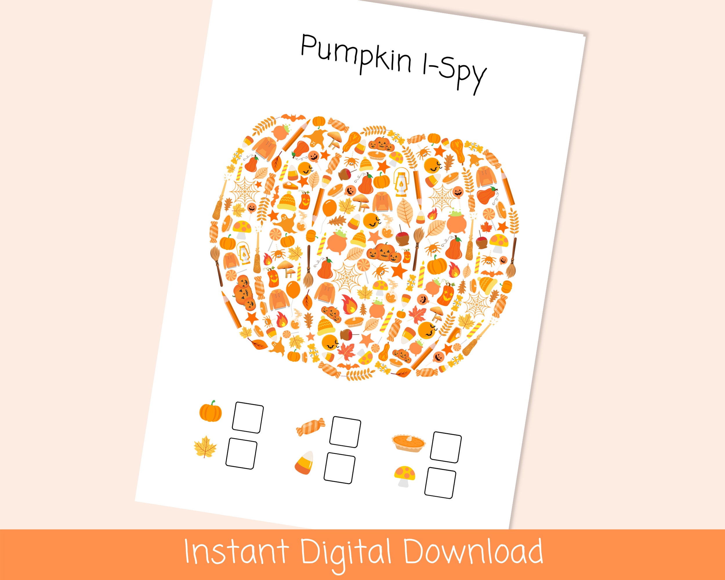 Pumpkin I-spy Worksheet | Fun Halloween Printable for Kids - Etsy