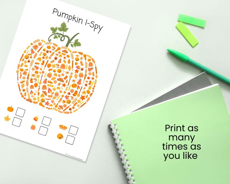 Pumpkin I-spy Worksheet | Fun Halloween Printable for Kids - Etsy