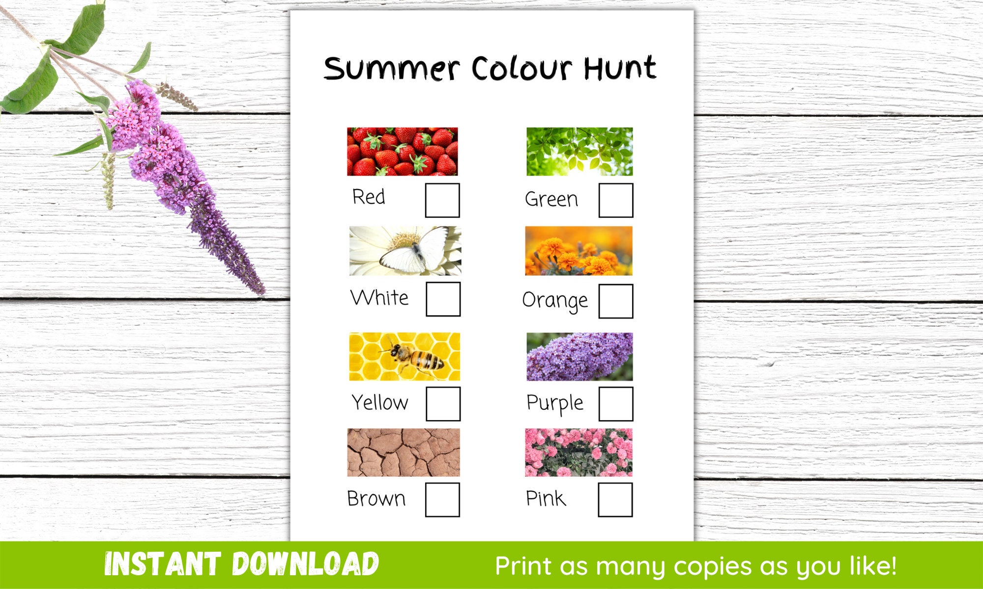 Summer Colour Hunt | Printable Summer Nature Hunt for Kids - Etsy