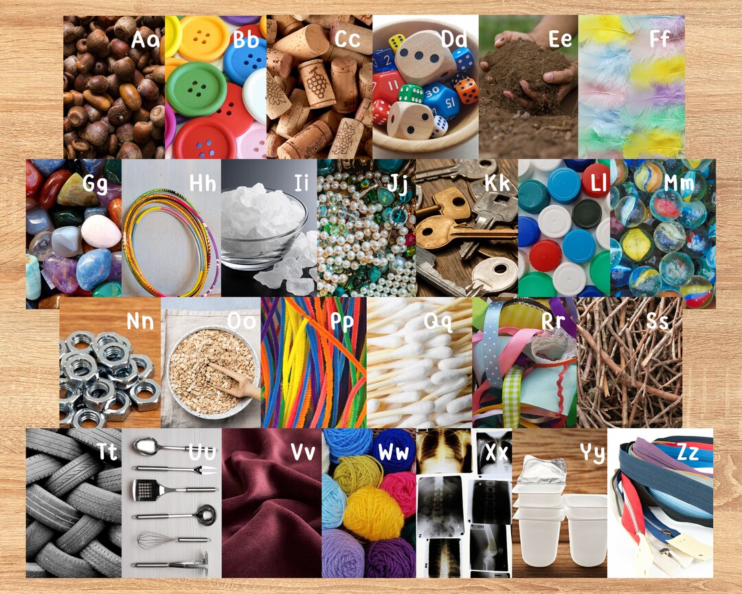Loose Parts Alphabet Posters | Montessori Reggio Photo Cards With High ...