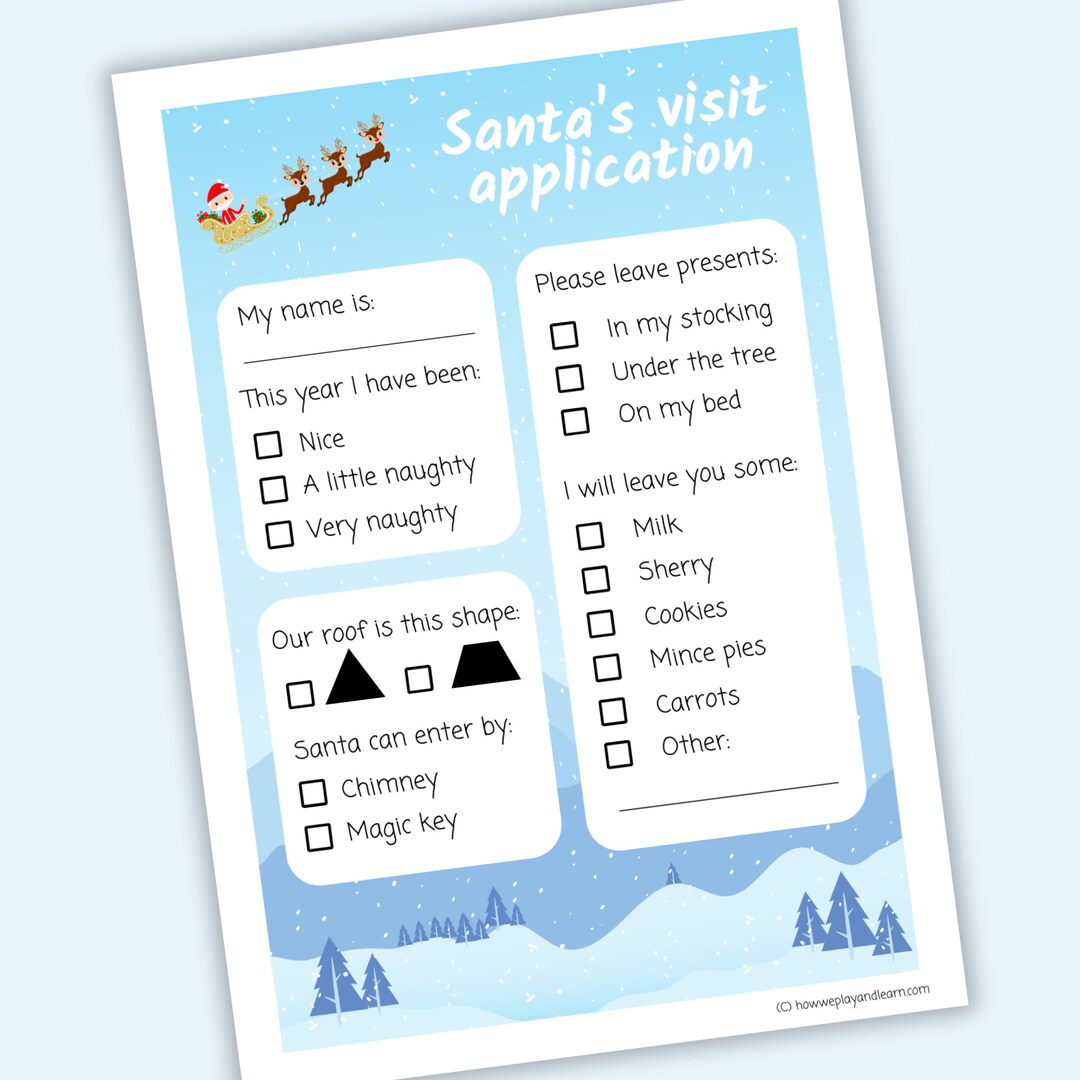 Santa's Visit Application | Father Christmas Santa Visit Form | Xmas ...