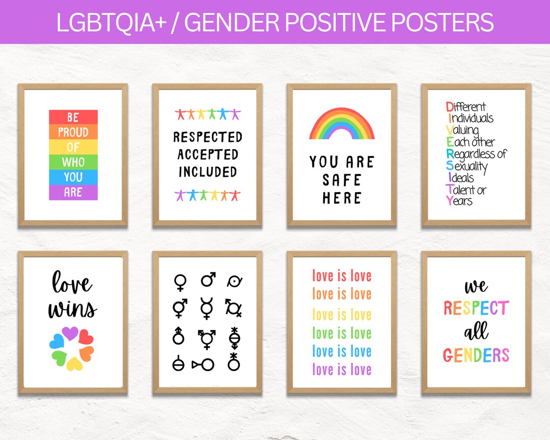 LGBTQIA+ Classroom Posters | Gender Positivity Poster Bundle | Pride ...