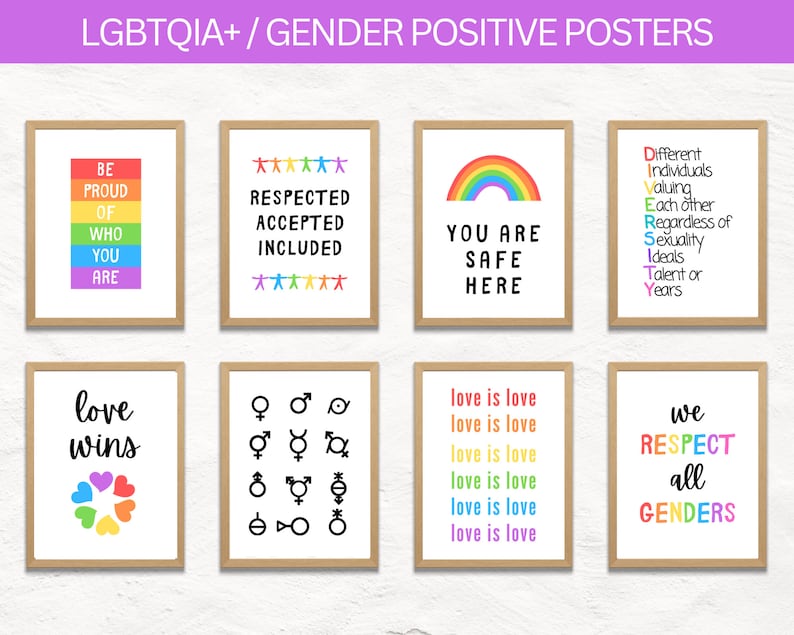 LGBTQIA+ Classroom Posters | Gender Positivity Poster Bundle | Pride ...