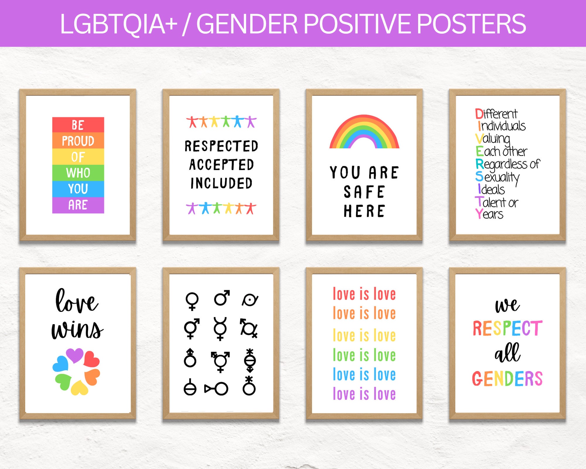 LGBTQIA+ Classroom Posters | Gender Positivity Poster Bundle | Pride ...