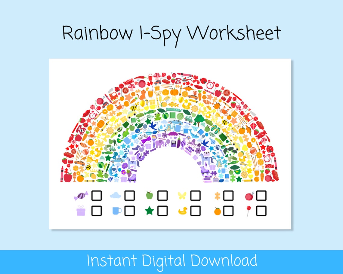 Rainbow I-spy Worksheet Weather Topic Worksheet Printable St Patrick's ...