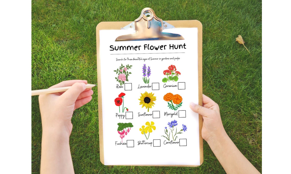Summer Flower Hunt British Floral Scavenger Hunt for Kids Summer Nature ...
