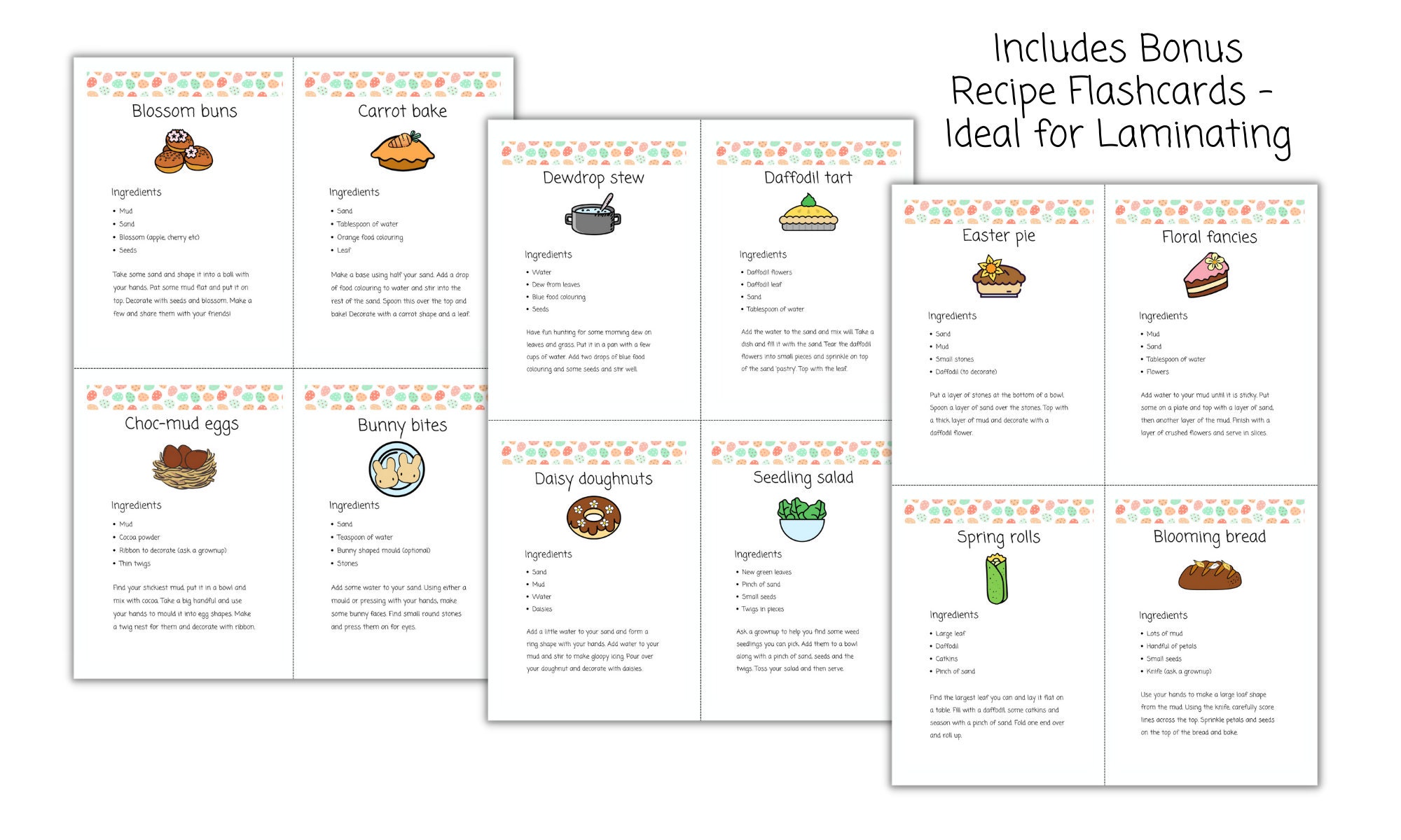 Learning & School Toys Easter Mud Kitchen Recipes 12 x Poster and ...