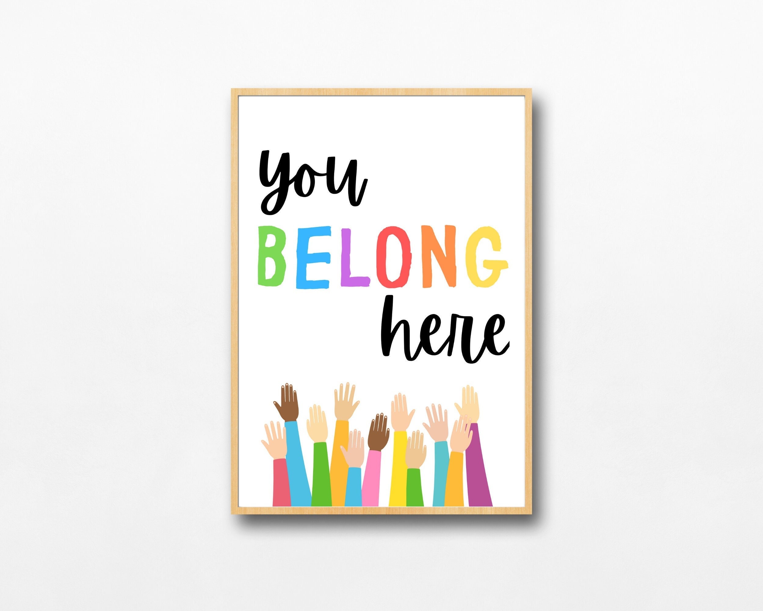 You Belong Here Poster | Rainbow Diversity Wall Art | Playroom ...