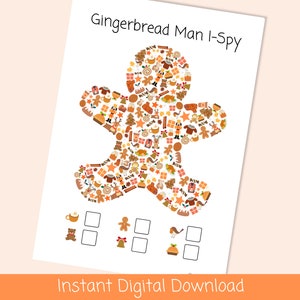 Gingerbread Man I-spy Printable | Xmas Eve Box Printable Worksheet for ...