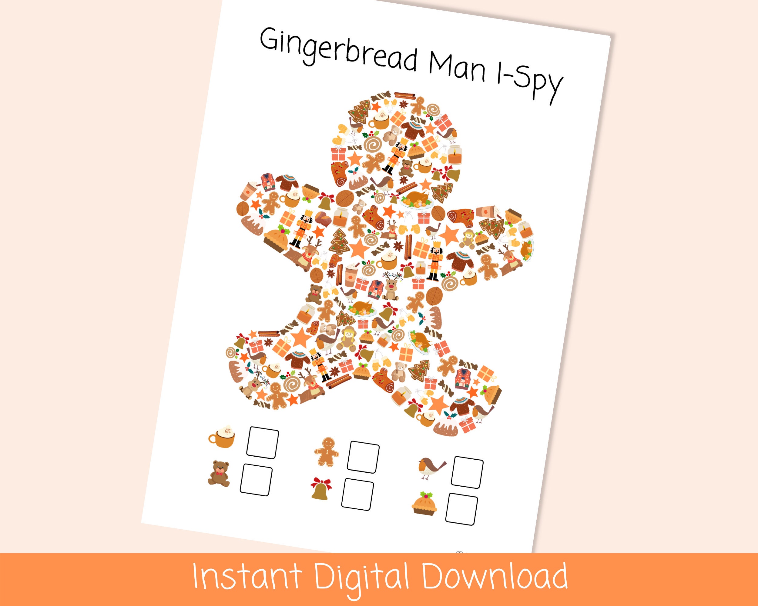 Gingerbread Man I-spy Printable | Xmas Eve Box Printable Worksheet for ...
