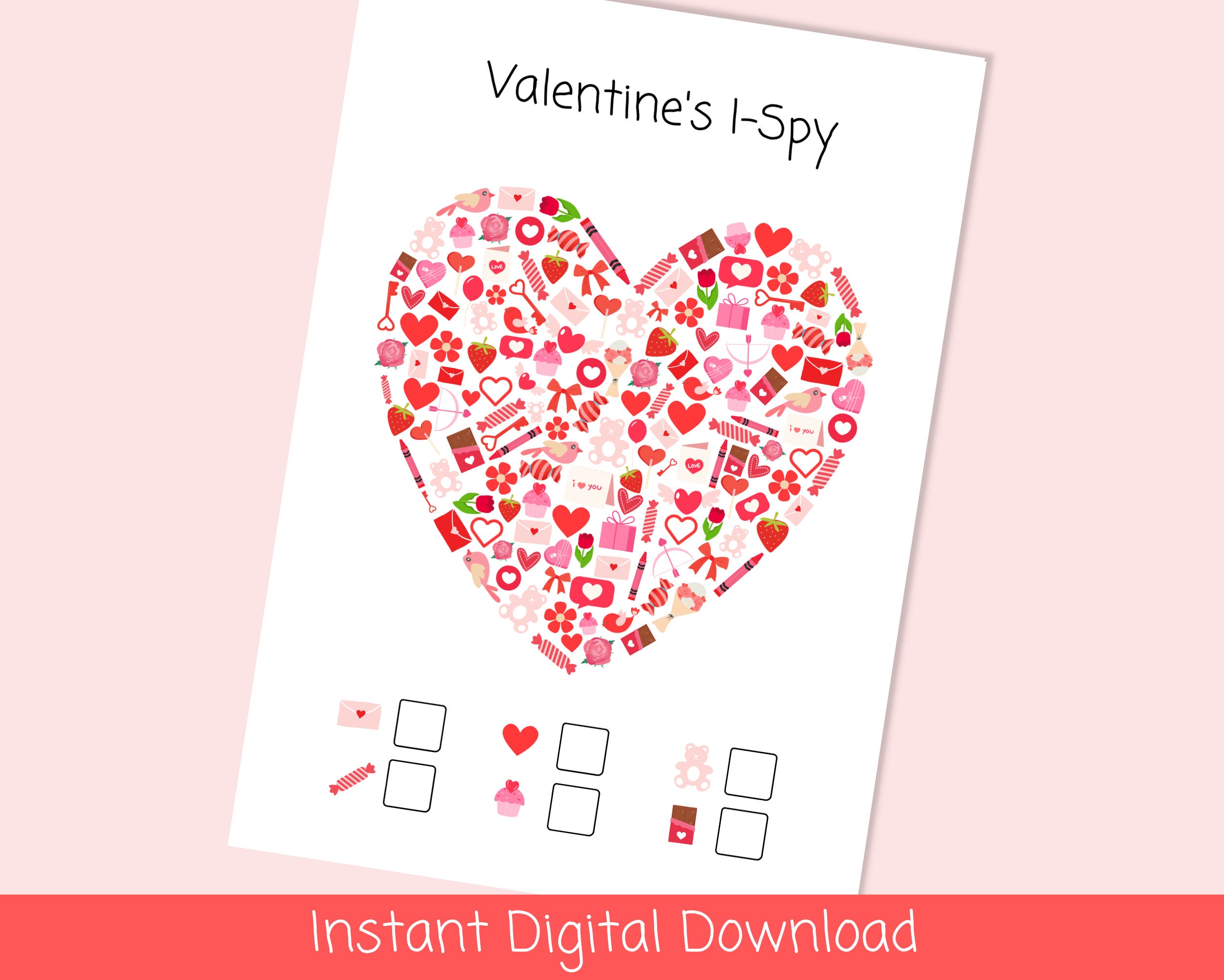 Valentine's Day I-spy Worksheet | Printable Valentines Activity for ...