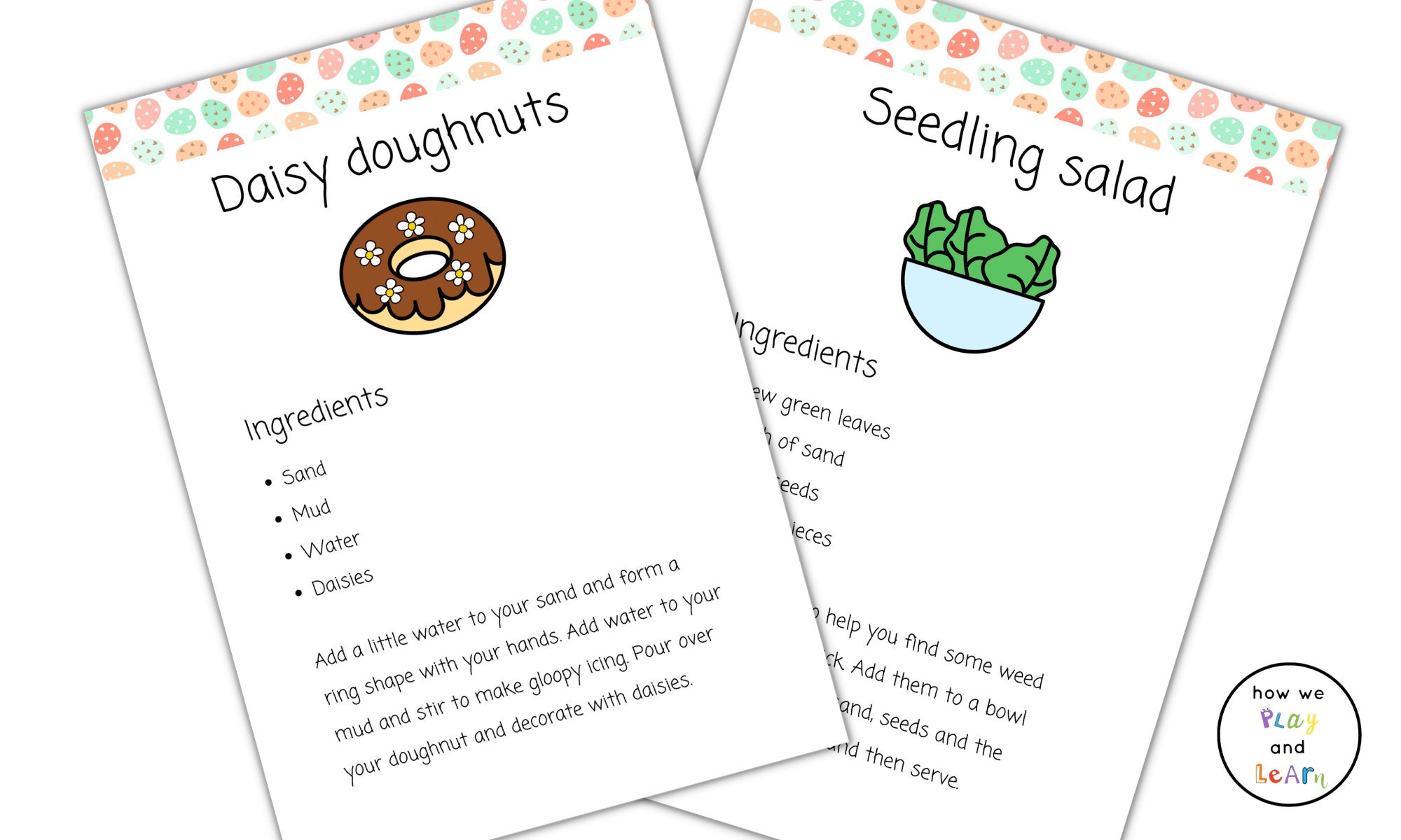 Easter Mud Kitchen Recipes 12 Poster and Flashcard Sized Recipes With a ...