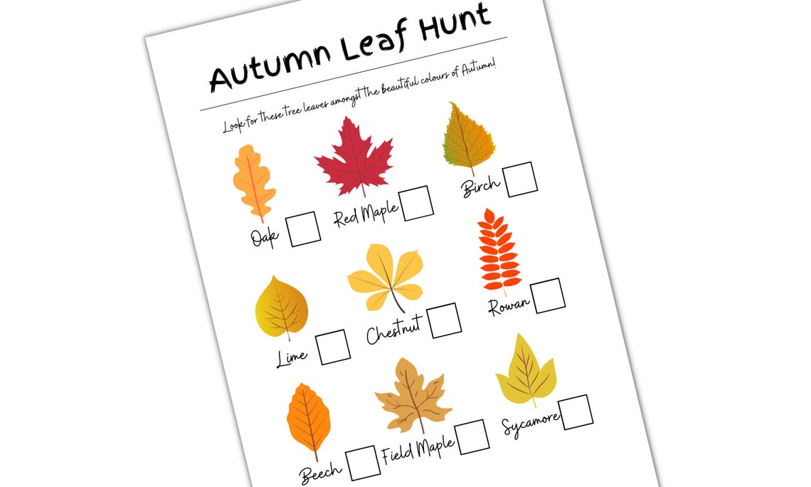 Autumn Leaf Hunt Printable for Kids | Autumn I-spy Nature Game ...