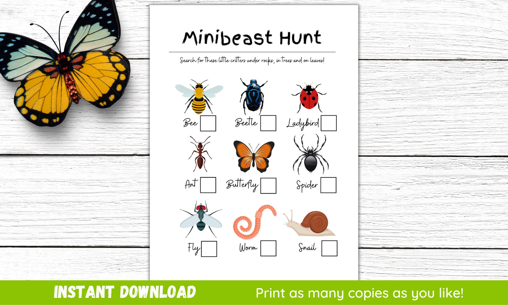 Mini-beast Hunt for Kids | Bug Scavenger Hunt, Insect I Spy Game ...