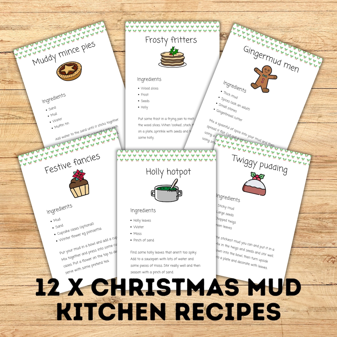 Christmas Mud Kitchen Recipes | 12 X Downloadable Recipes in A4 and ...