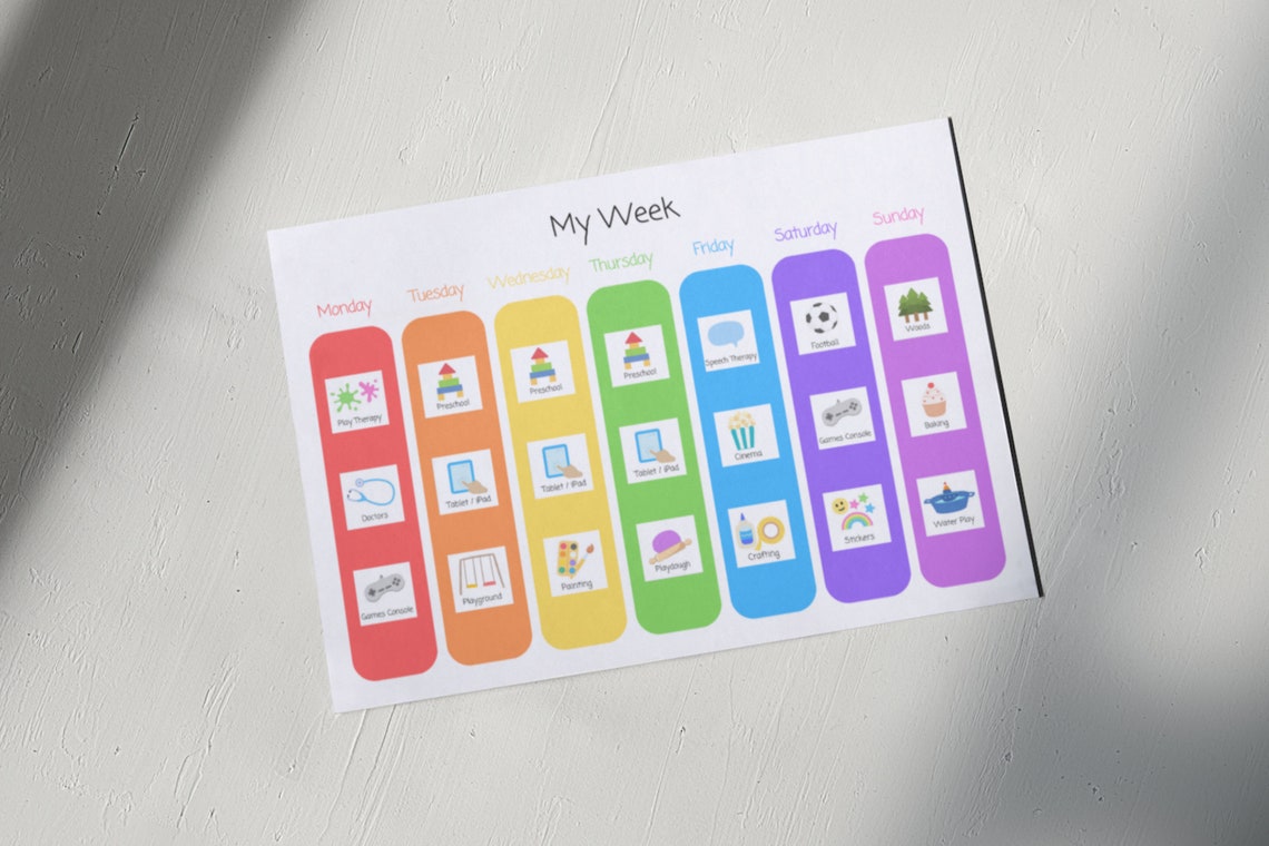 Childrens Weekly Planner Visual Timetable Autism Daily Routine Now Next ...