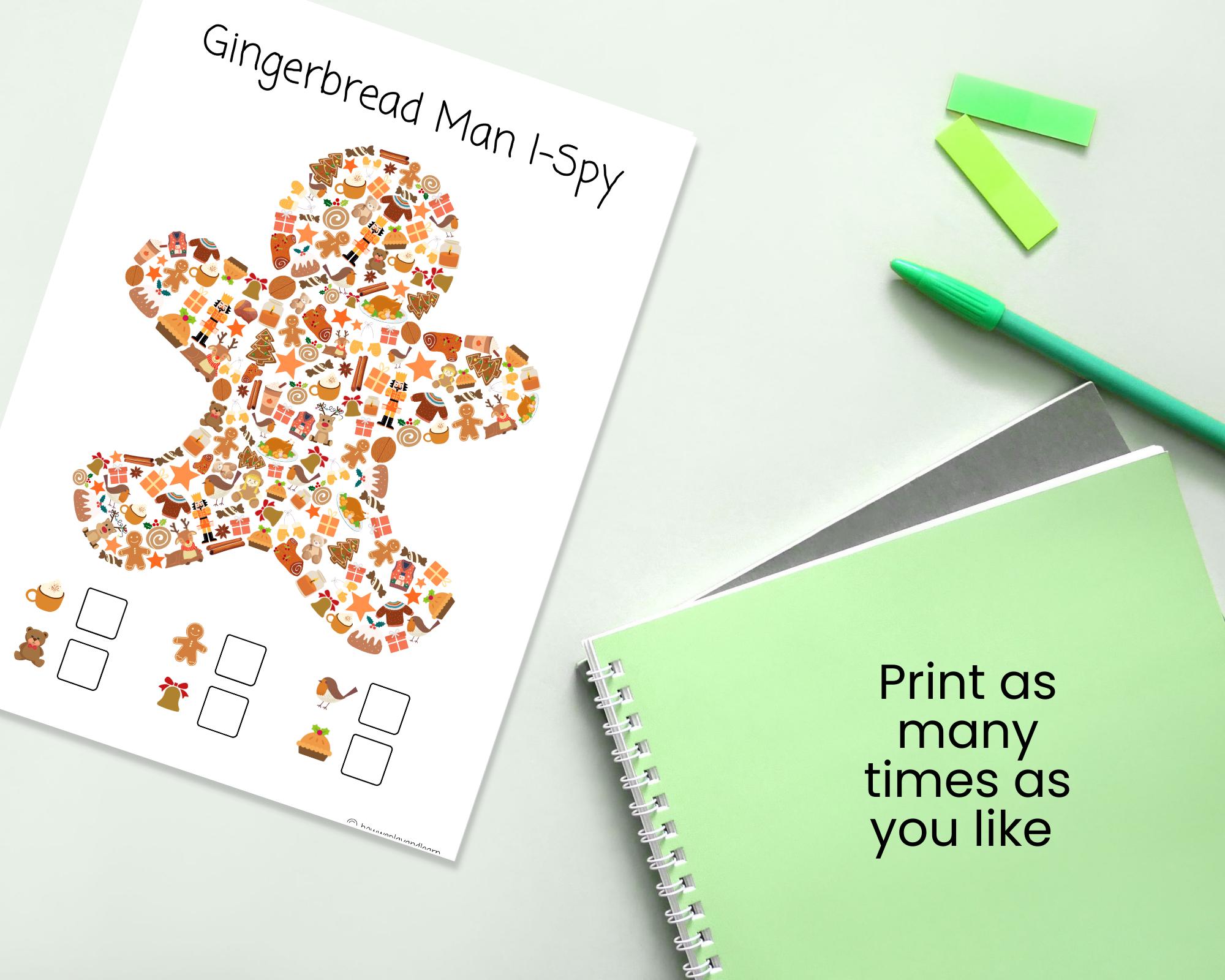 Gingerbread Man I-spy Printable | Xmas Eve Box Printable Worksheet for ...