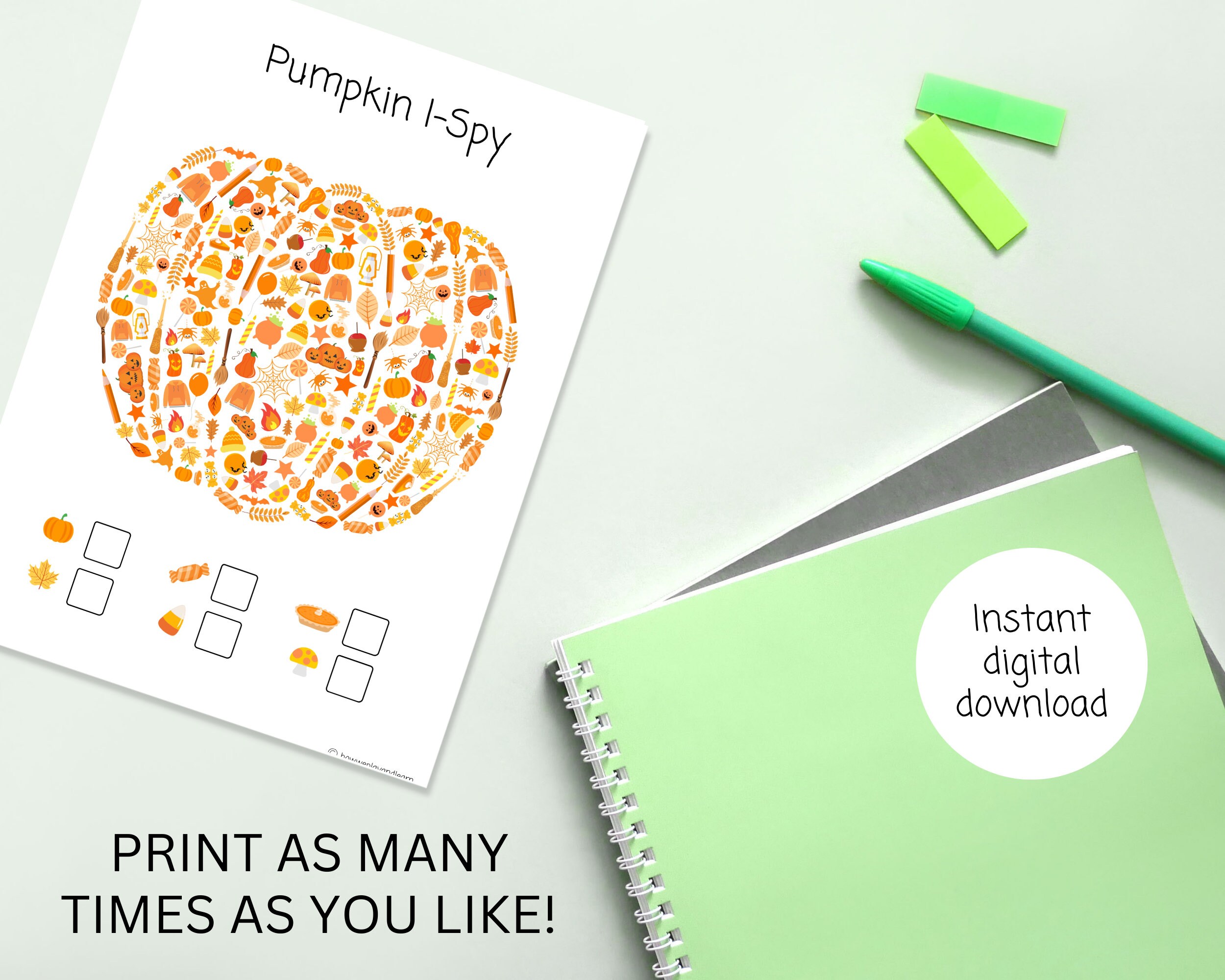 Pumpkin I-spy Worksheet | Fun Halloween Printable for Kids - Etsy