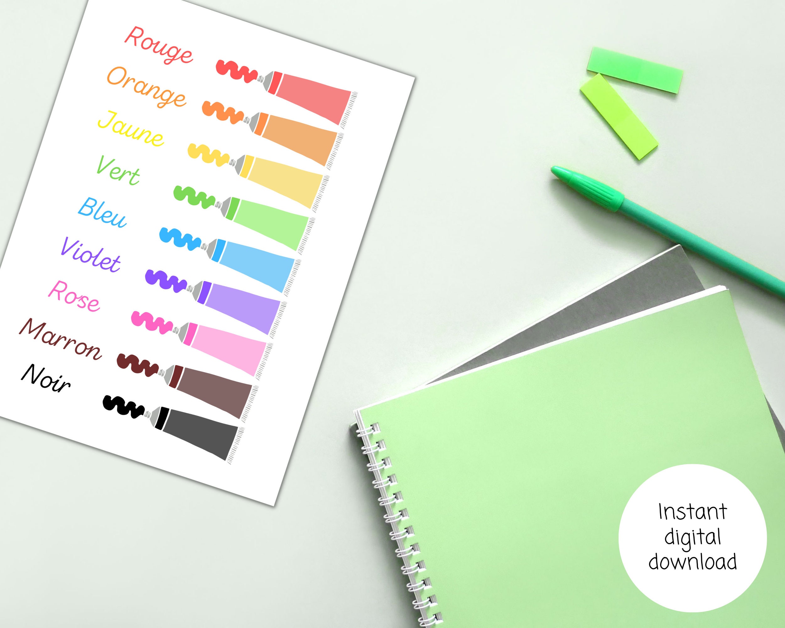 French Colour Poster | Downloadable Couleurs En Francais | Standard and ...